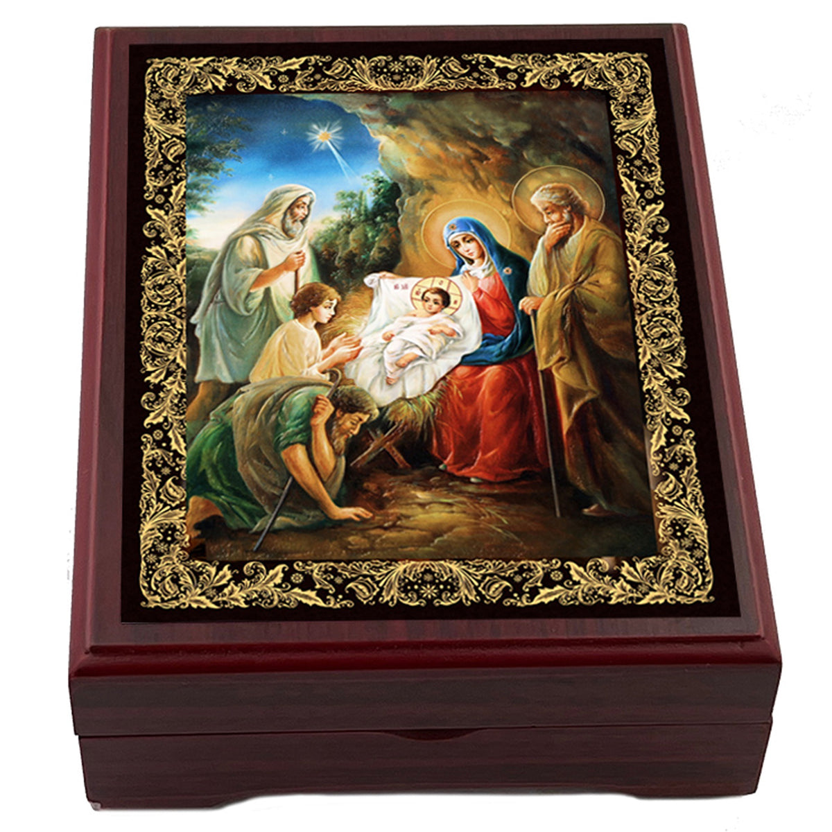 Small Nativity of Christ Icon Velvet Lined Keepsake Box – The Village Dove