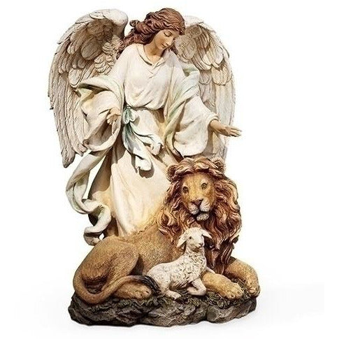 9.25" Angel with Lion & Lamb Statue – The Village Dove