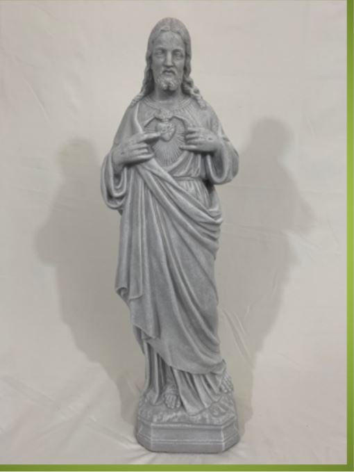 25" Sacred Heart Of Jesus Concrete Garden Statue Granite Finish – The ...